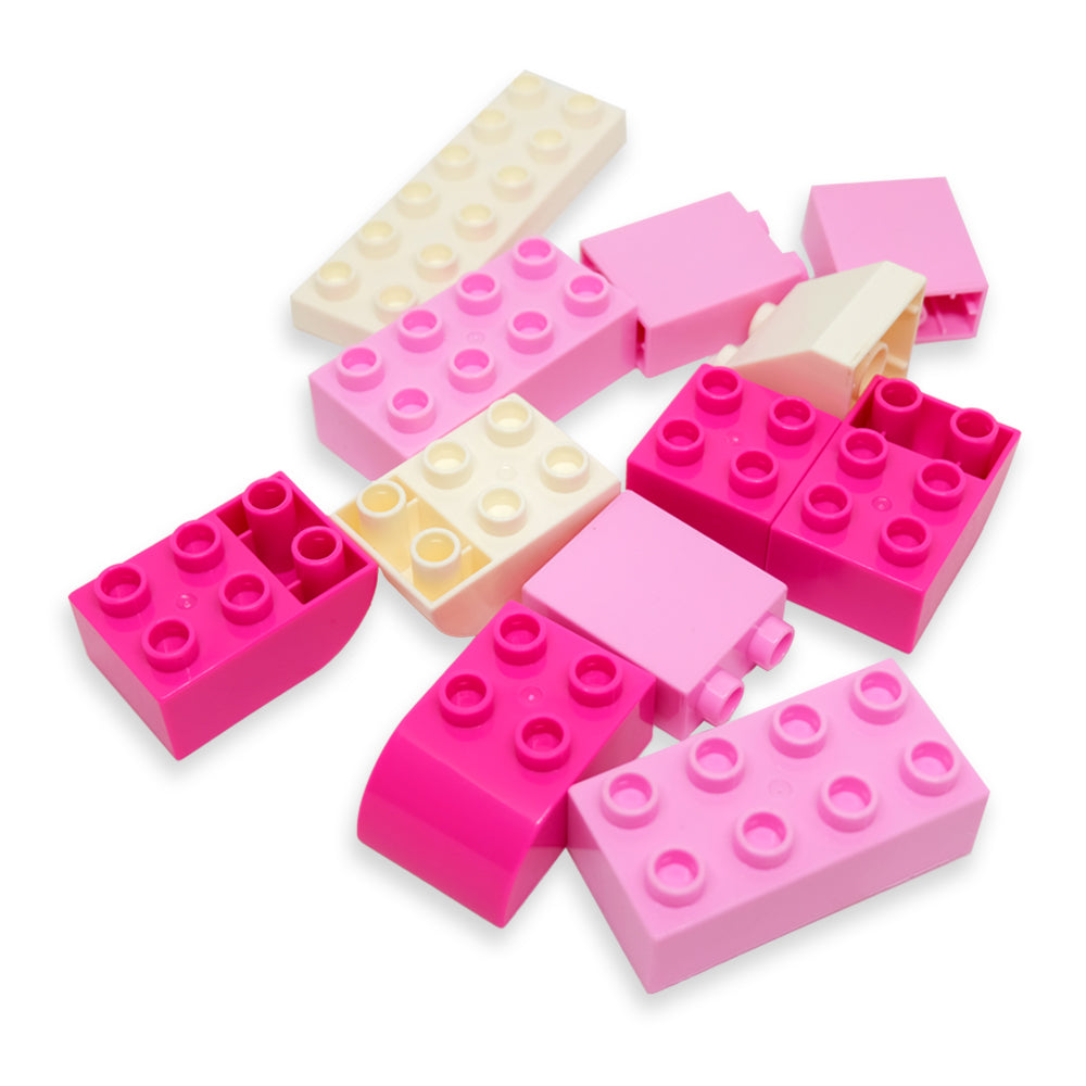 HPD Building Blocks 12 pc Set - Pink Boat - Duplo Brick Blocks Compati ...